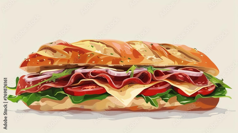 Mouth-watering Italian sub sandwich with layers of salami, pepperoni ...