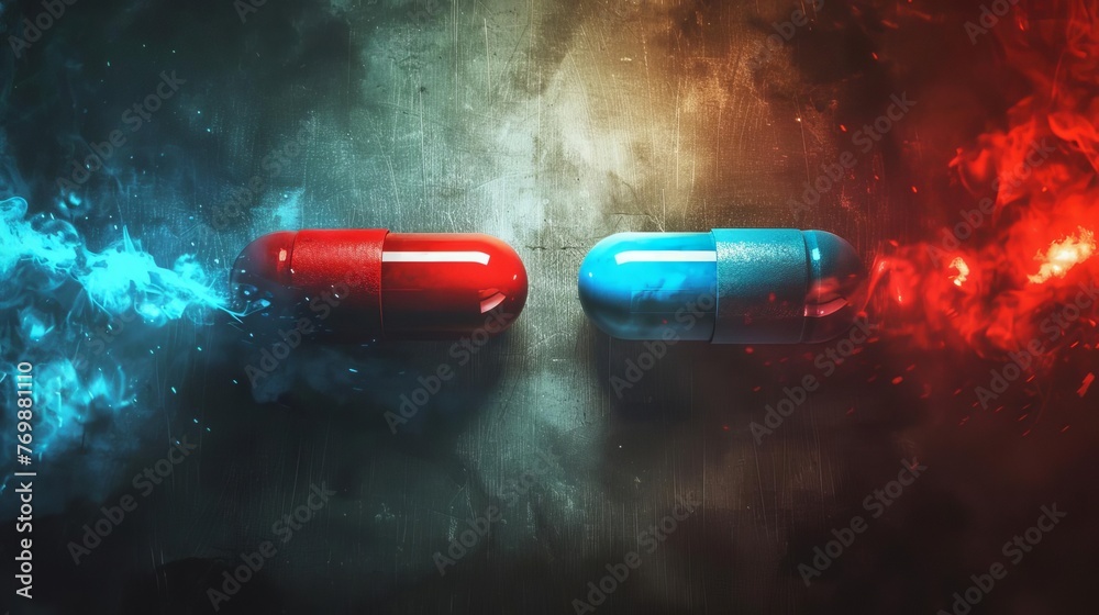 Thought-provoking concept art depicting the choice between the red pill ...