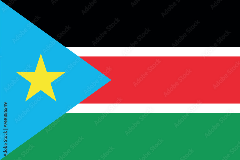 Flag of South Sudan. South Sudanese flag with star. State symbol of the ...