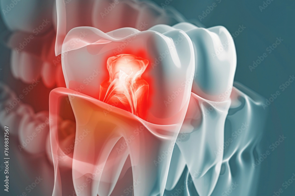 Toothache in the molar, oral and dental hygiene, advertising, pain ...