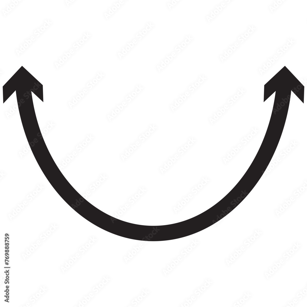 Dual semi circle arrow. Vector illustration. Semicircular curved thin ...