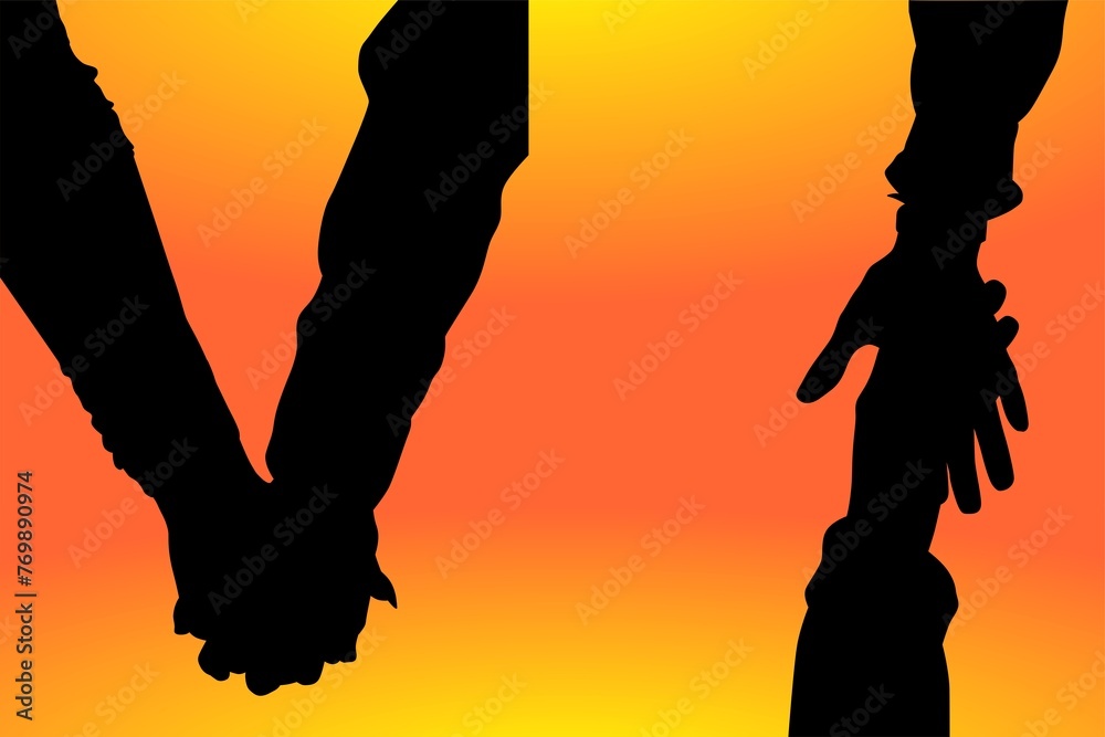 vector, ilustracion, manos, brazo, persona, plantas, señas, pose, amor ...