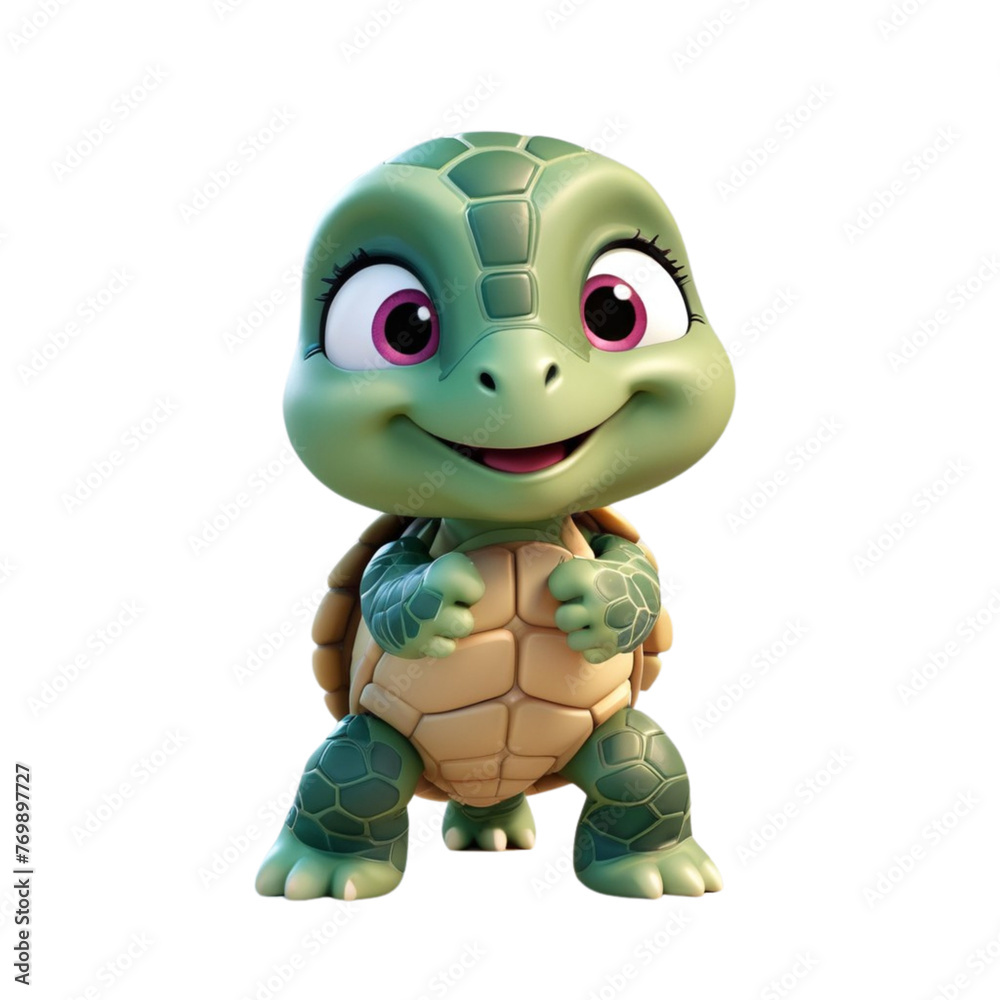 3d rendering of cartoon turtle on Isolated transparent background png ...
