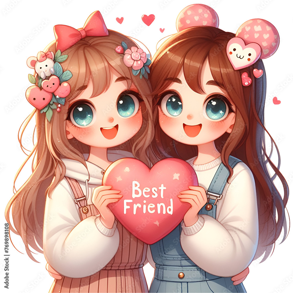 Watercolor Best Friend Clipart Bundle Friendship Day, BFF Card Making ...