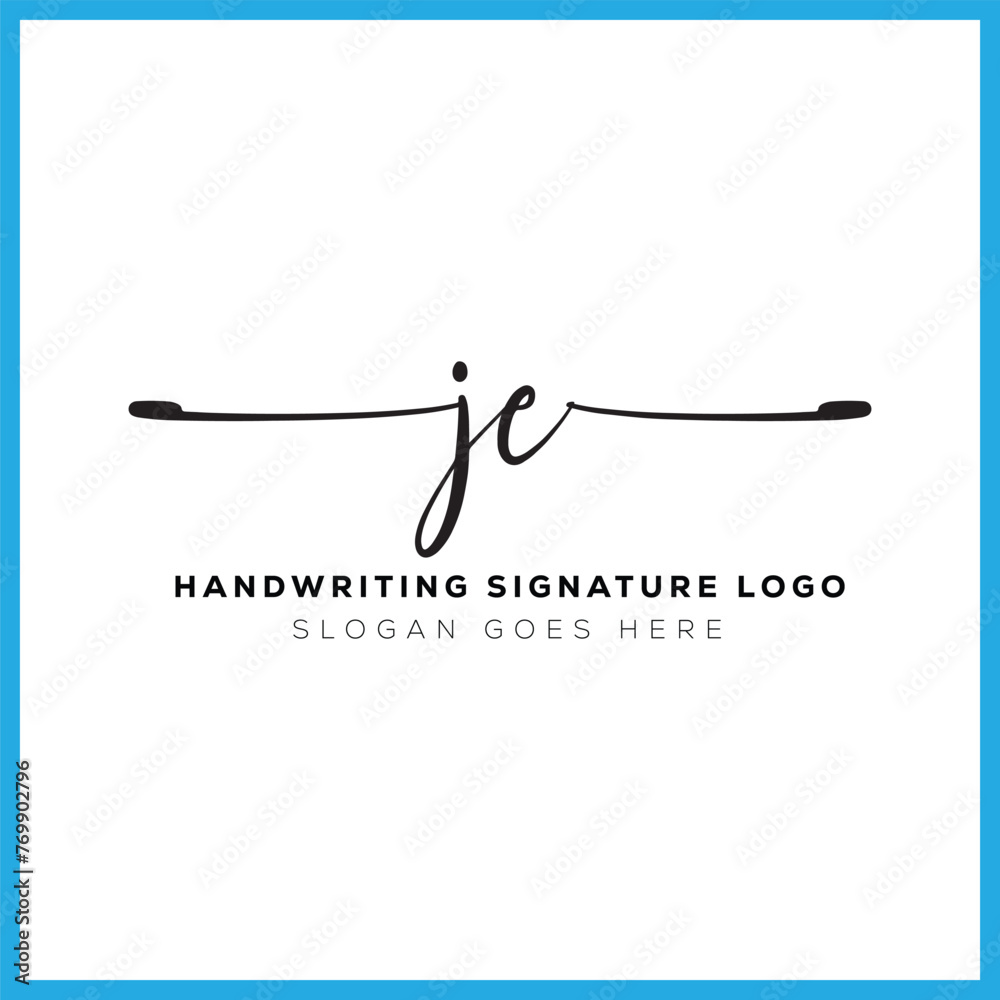 JE initials Handwriting signature logo. JE Hand drawn Calligraphy ...