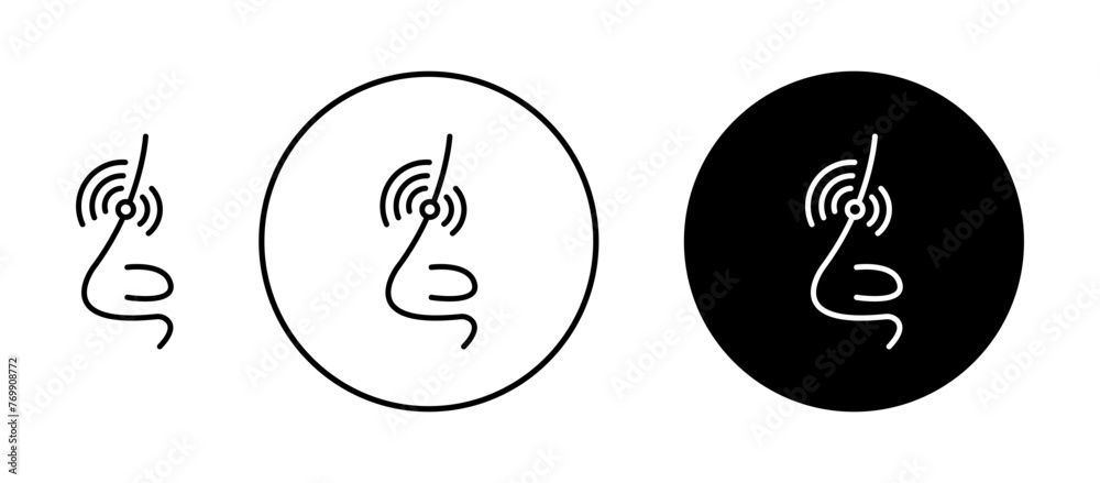 Nose Pain and Inflammation Icons. Nasal Allergy and Sinus Pain Symbols ...
