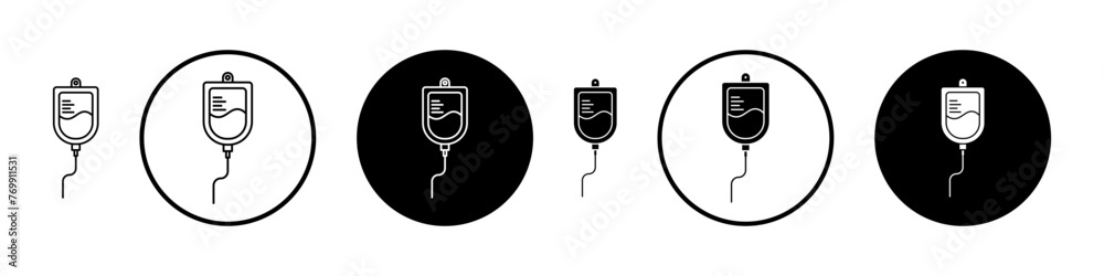 Blood Donation and Transfusion Icons. Medical Blood Bag and Transfusion ...