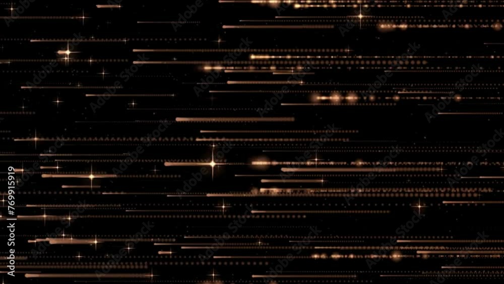 beautiful abstract gold line particles in a black background. small ...