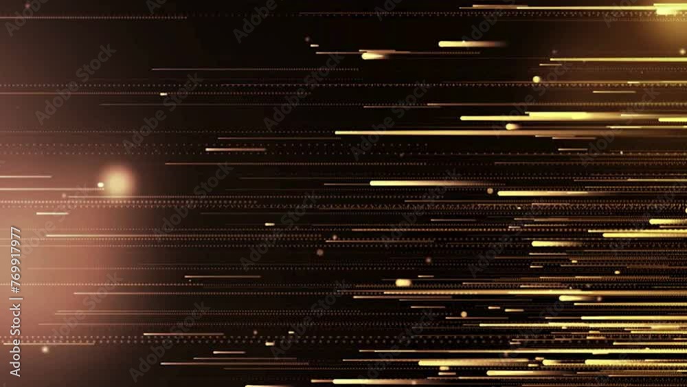 beautiful abstract gold line particles in a black background. small ...