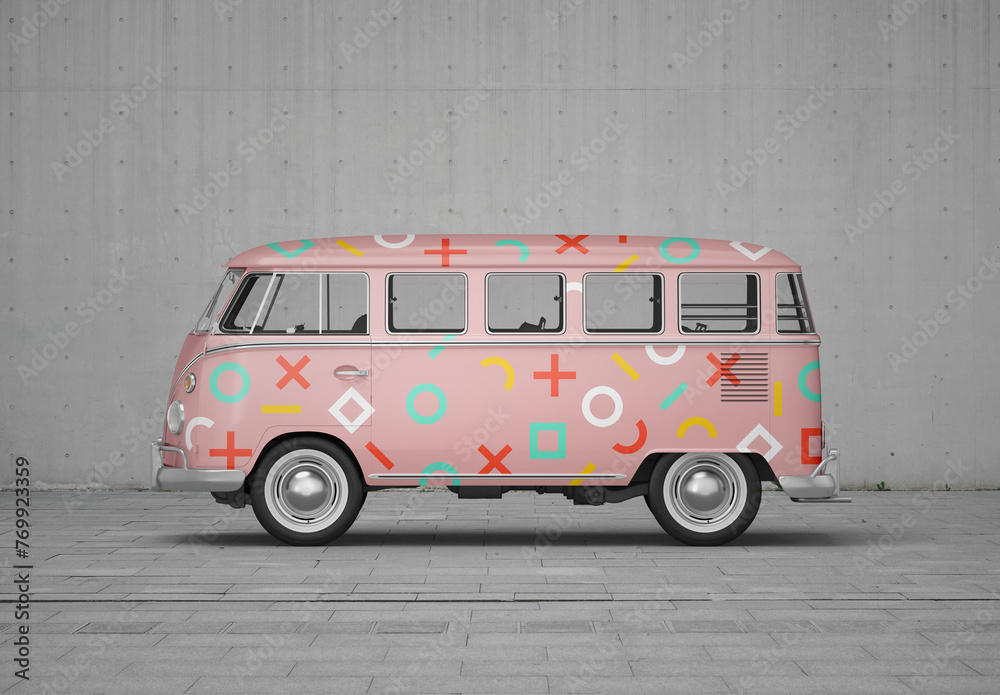Hippie Van Mockup Stock Template | Adobe Stock