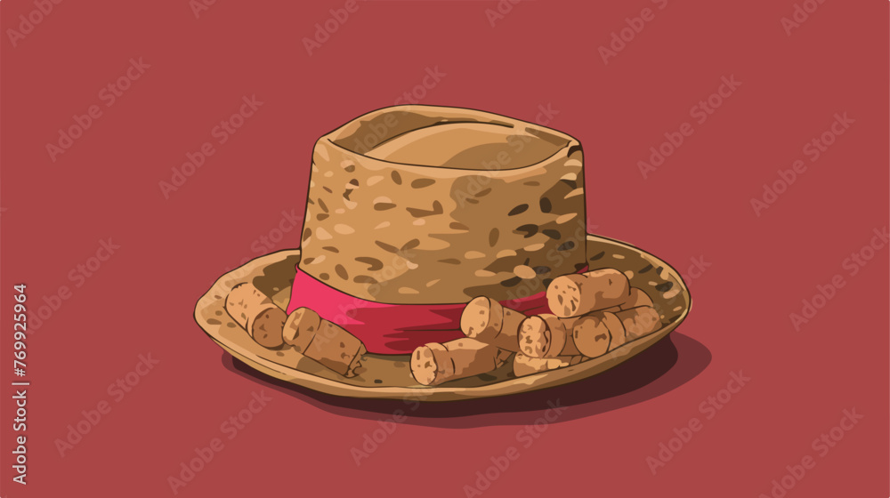 Cartoon hat with corks flat cartoon vactor illustra Stock Vector ...