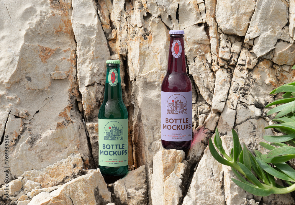 Two Standing Bottles Mockups Stock Template | Adobe Stock