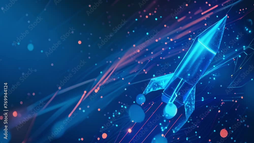 Digital Rocket in Low Poly Space Design. A digital, low poly rocket ...