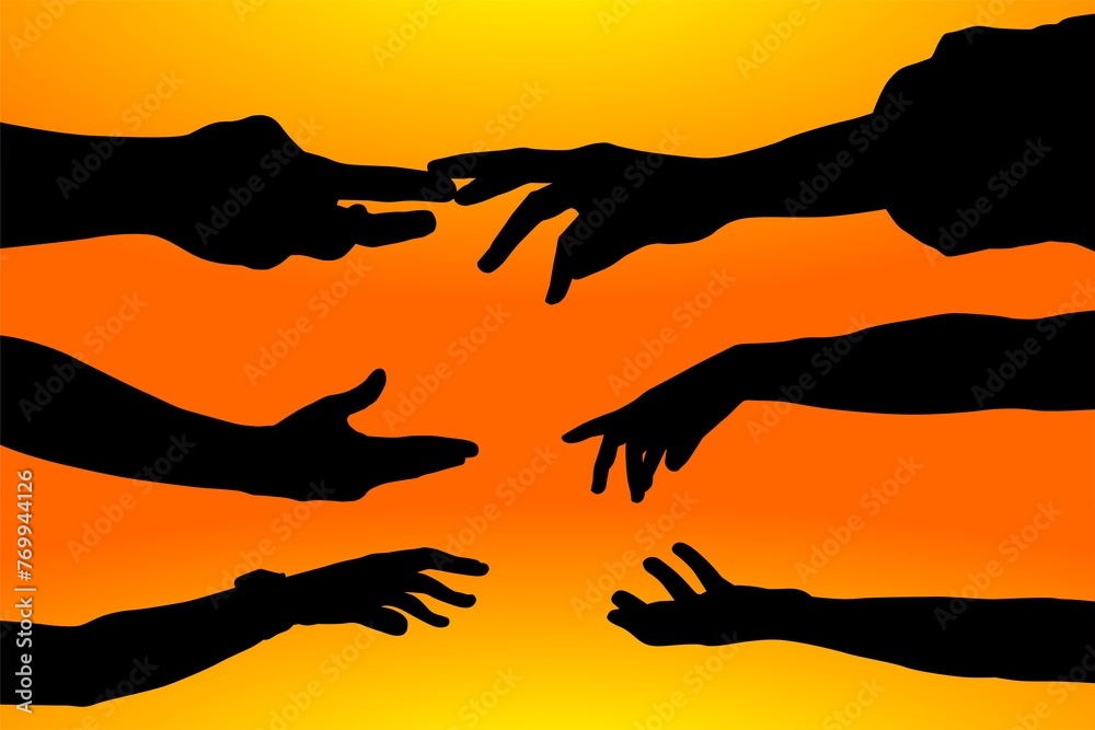 vector, ilustracion, manos, brazo, persona, plantas, señas, pose, amor ...