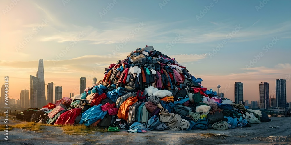 The Environmental Impact of Fast Fashion: Clothing Pile Against City ...