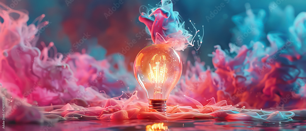 Depiction of sudden intellectual illumination: lightbulb amidst ...