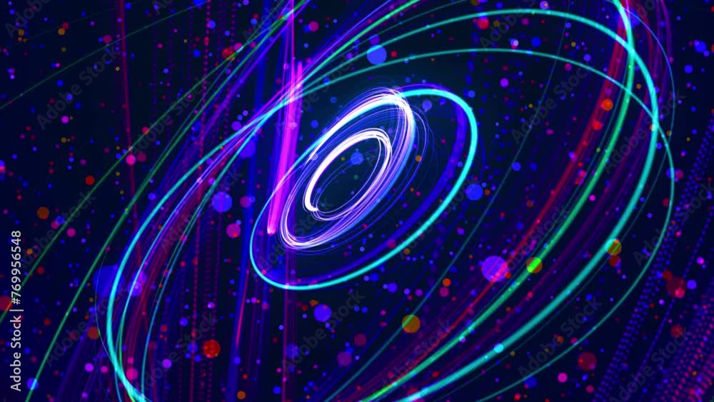 Vidéo Stock Flow of lines twisted and form round structure. Light ...