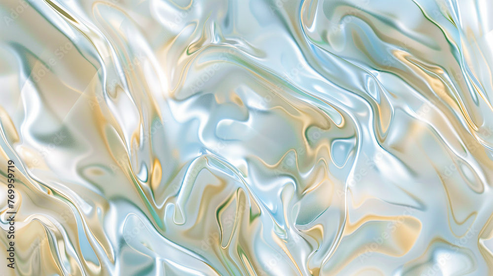 Metallic glass background, texture in shades of milky blue and gold ...