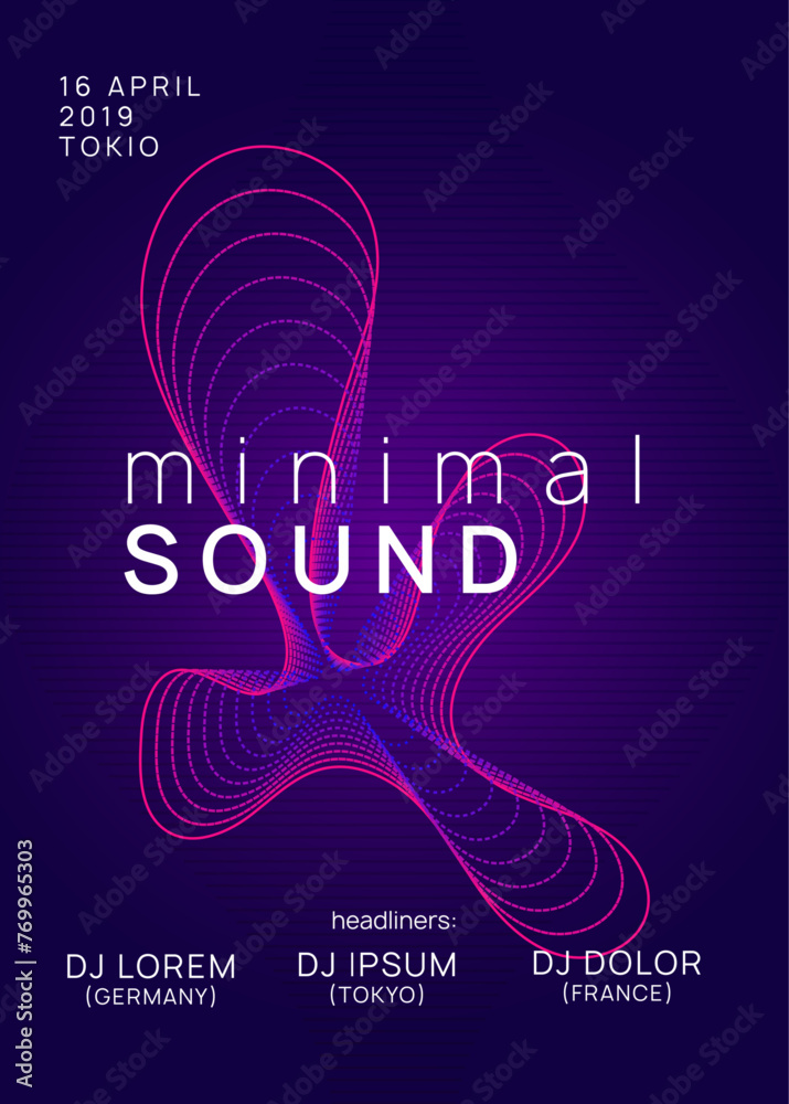 Night Club Design. Edm Poster. Techno Concert Element. Blue Sound ...