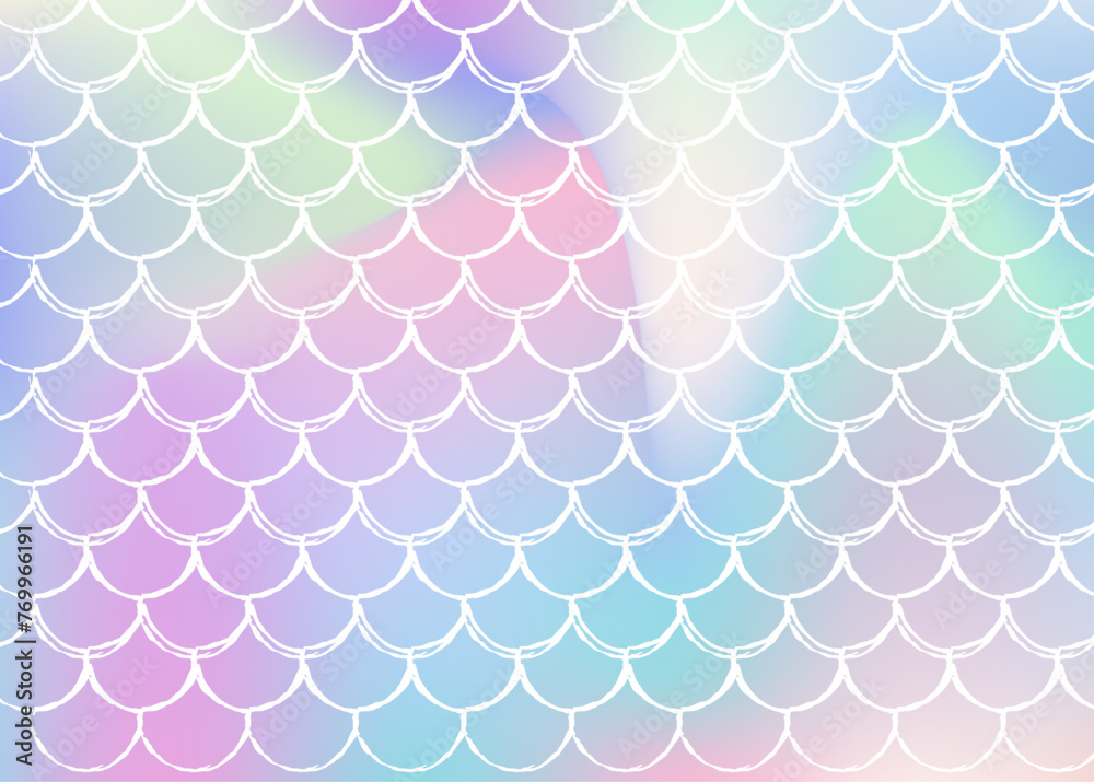 Holographic mermaid background with gradient scales. Bright color ...