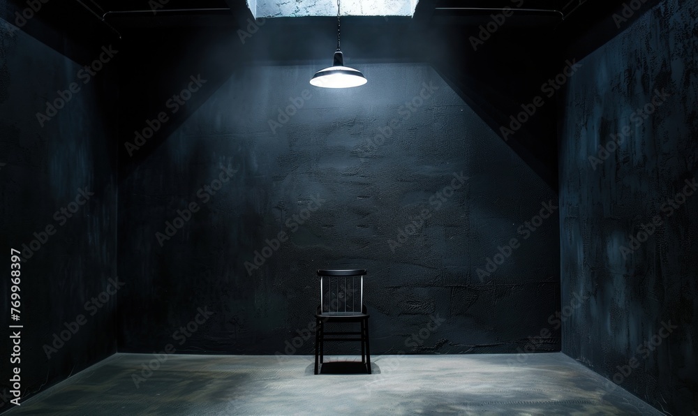 Interrogation room with small light overhead. Dark Interrogation theme ...