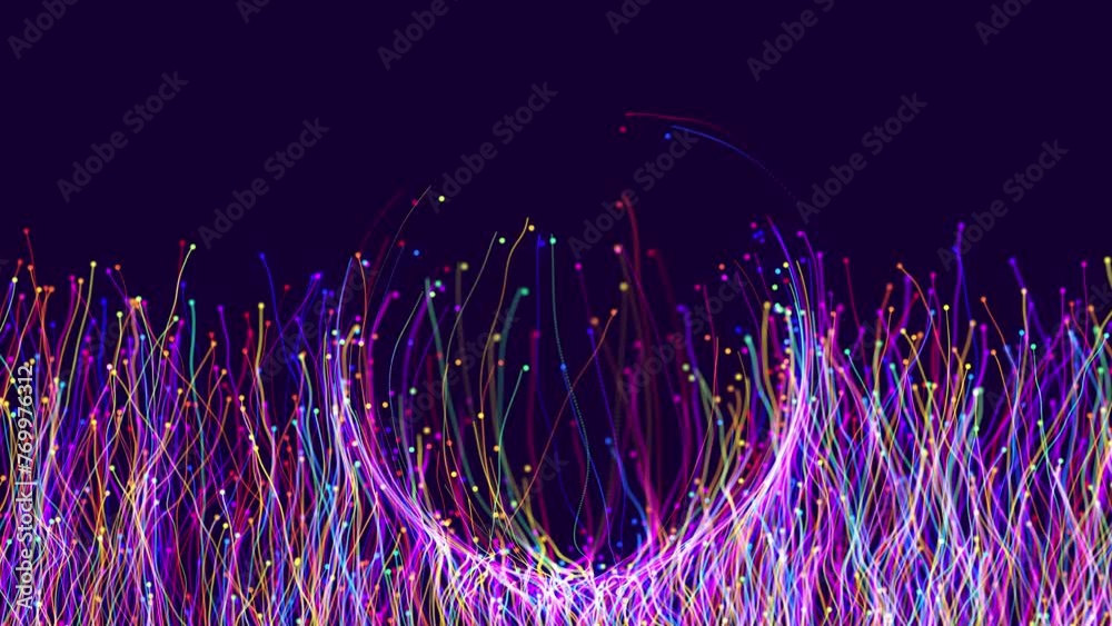 Flow of particles form sphere. Luma matte as alpha channel. Abstract bg ...