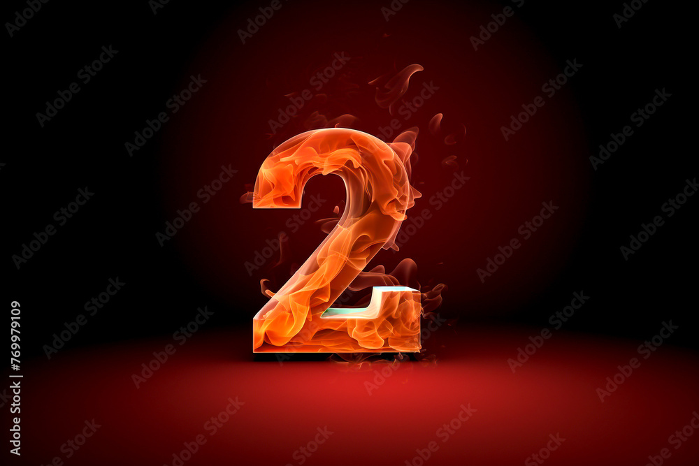 Number 2. Number two. A striking image of two fiery number 2's against ...