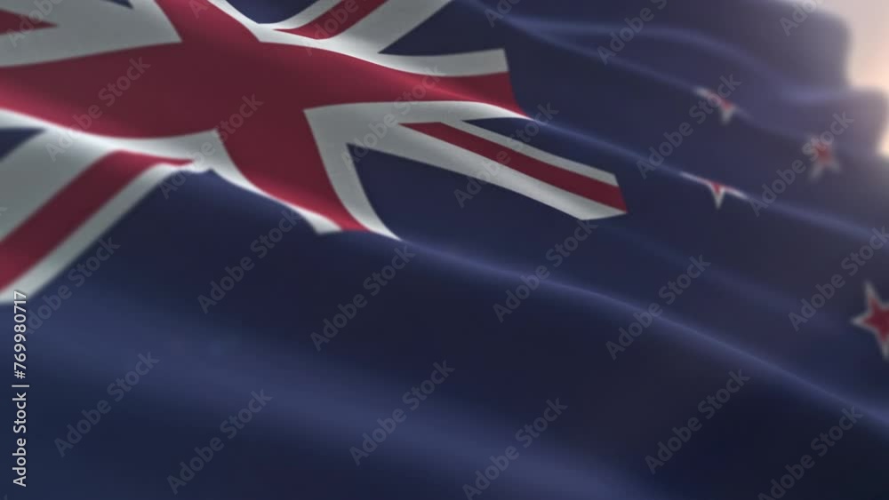 Swinging the official flag symbol of New Zealand. Official flag of the ...