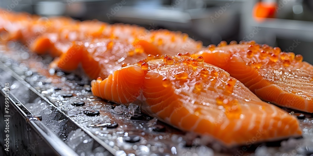 Processing Fresh Trout on a Conveyor Belt in a Fish Factory in the Food ...