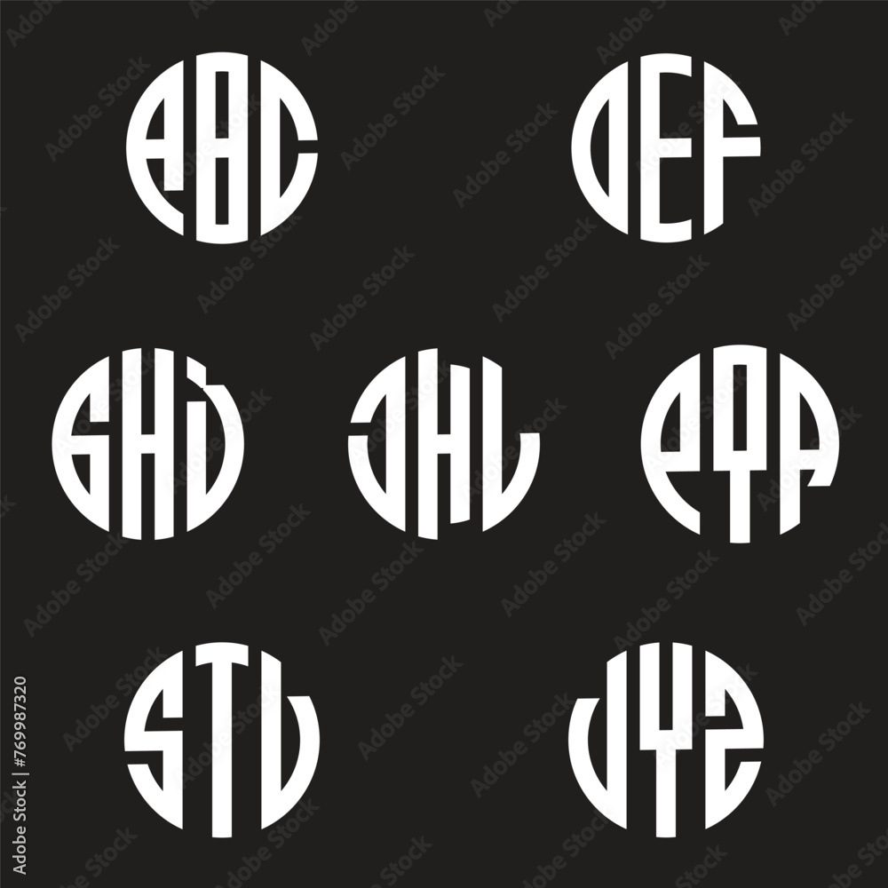 3 Letter Grid Logos Black Version - Set of 3 letter monogram logo ...