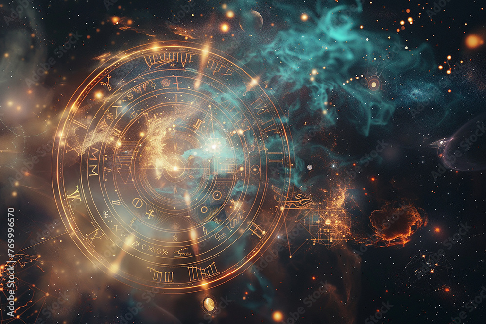 Astology.Zodiac signs revolve around the moon in space, astrology and ...