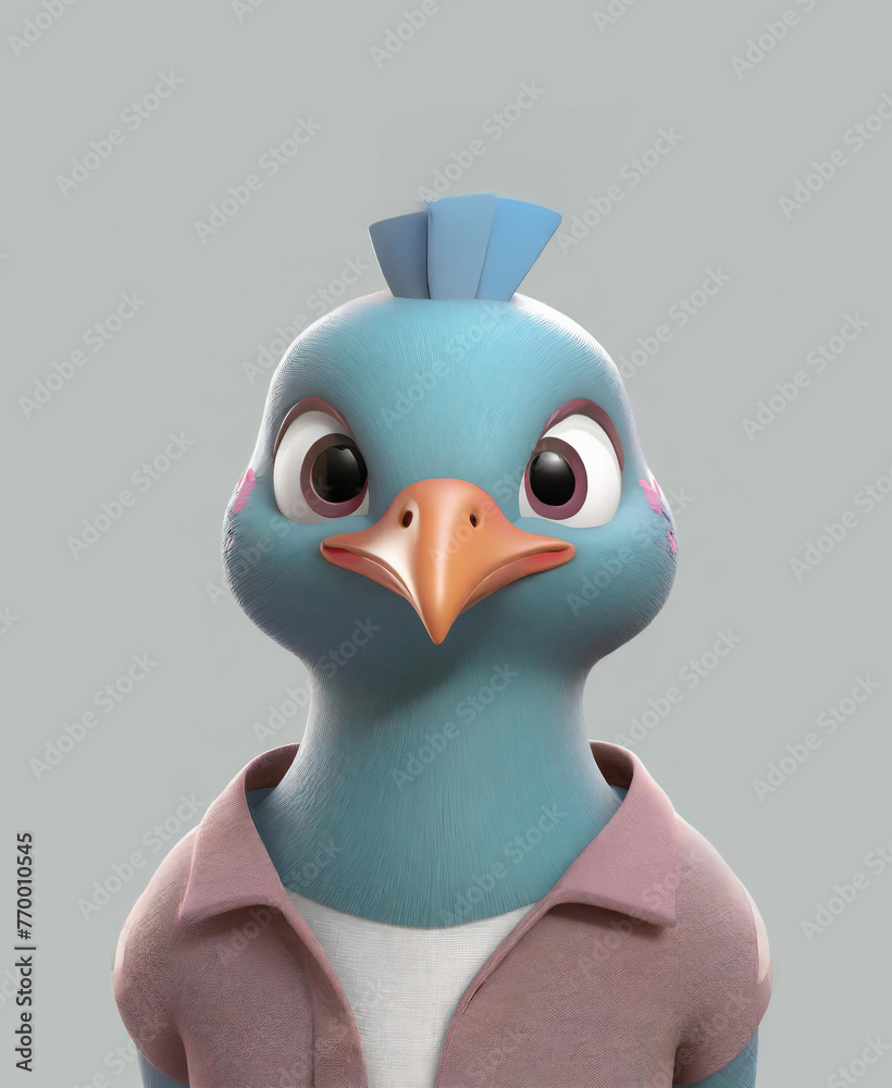 Pigeon avatar 3D illustration, cartoon Pigeon profile picture, funny ...