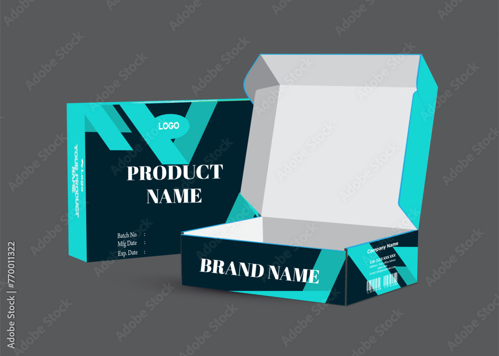 Product Box and label design with mockup template design. Stock Vector ...