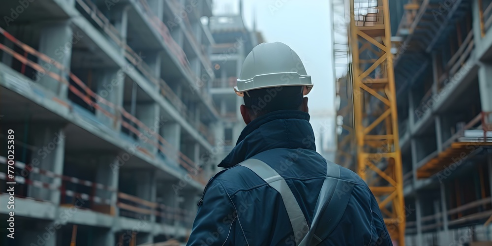 A civil engineer overseeing construction work at a construction site ...