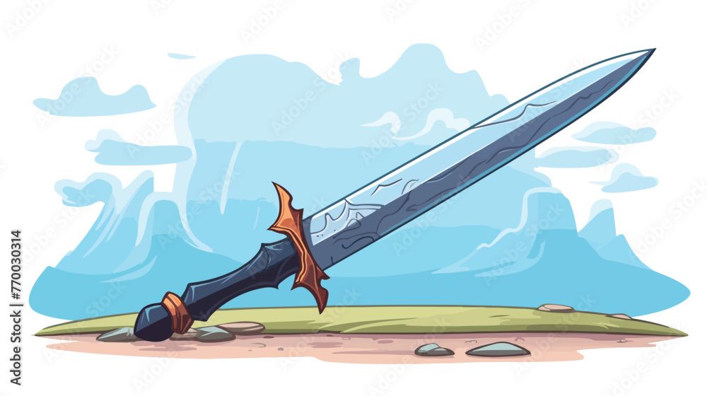 Cartoon sword in anvil flat cartoon vactor illustra Stock Vector ...