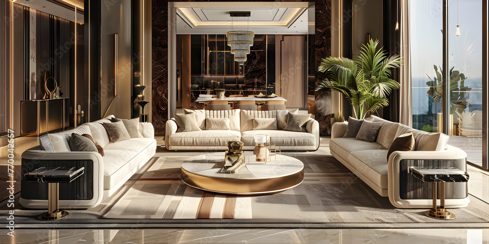 interior of restaurant and Luxury living room interior, rich modern ...