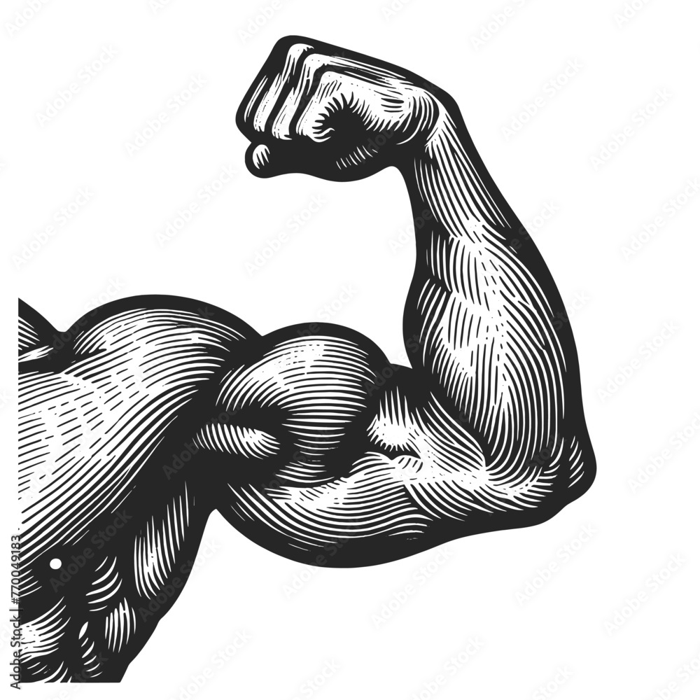 Strongman hand arm flexed bicep muscle symbolizing strength and power ...