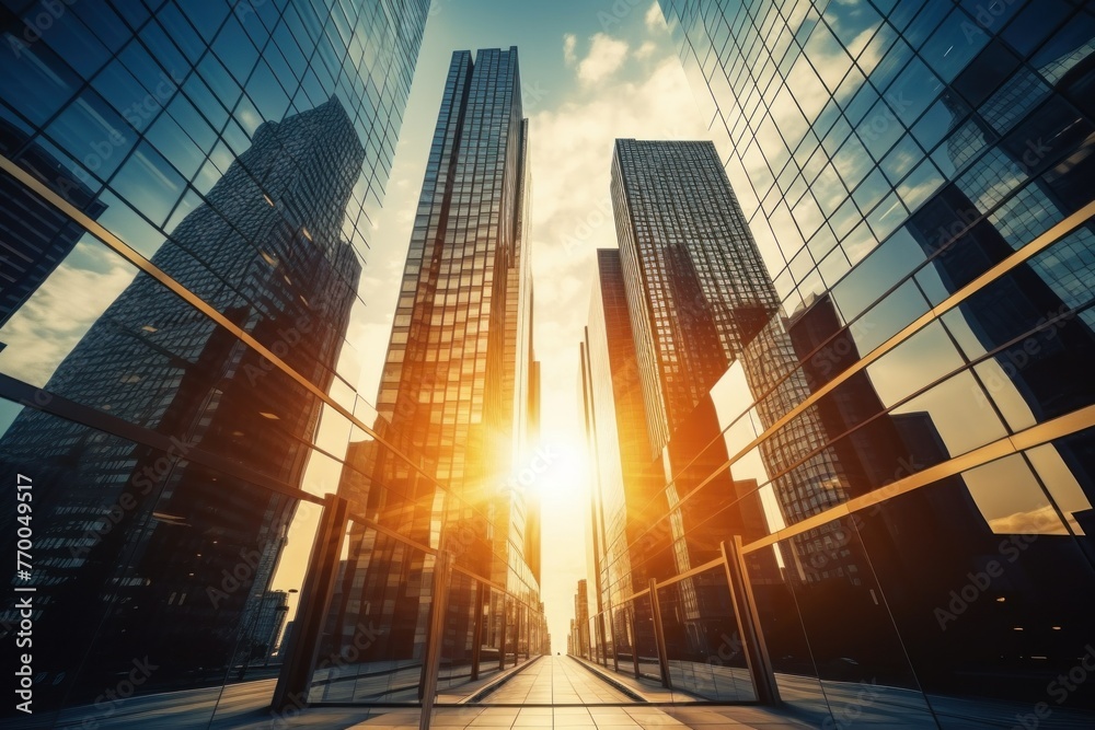 Photo & Art Print business center of a modern metropolis in the light ...