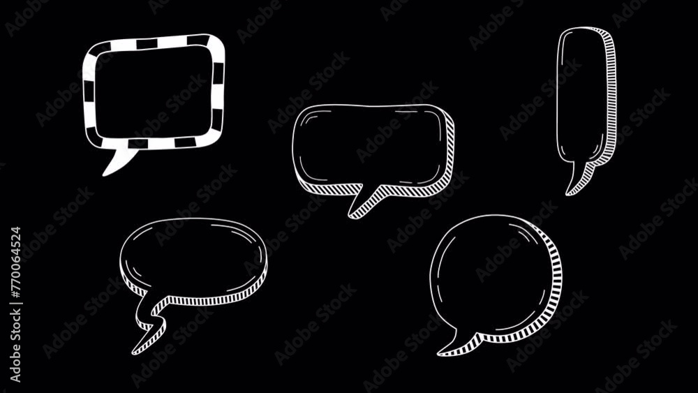 5 animated speech bubbles in cartoon doodle style with alpha channel ...