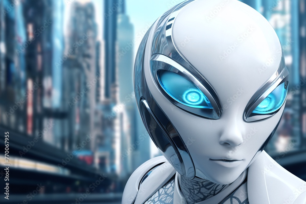 gynoid, a humanoid female android hybrid robot with a female face in a ...
