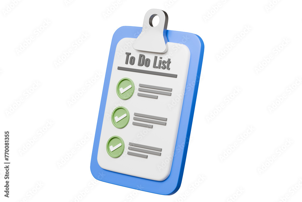 3d To do list paper sheet with checkmark icon concept. All tasks are ...