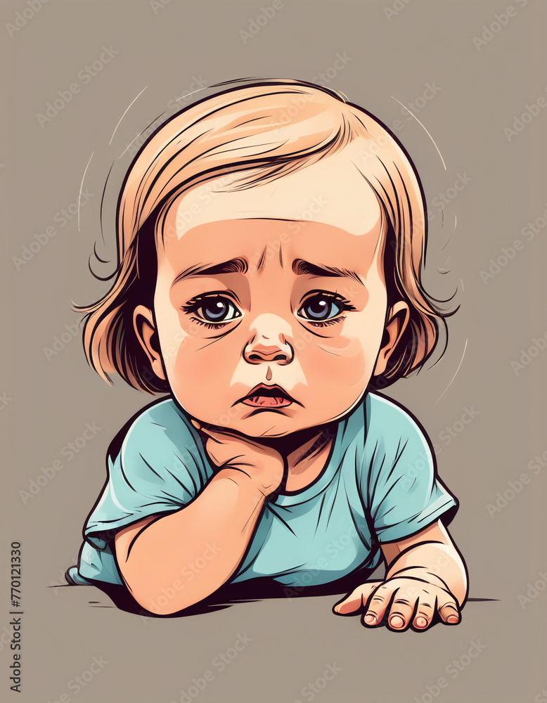 Emotional Infant: Cartoon Illustration of Grief and Frustration | This ...