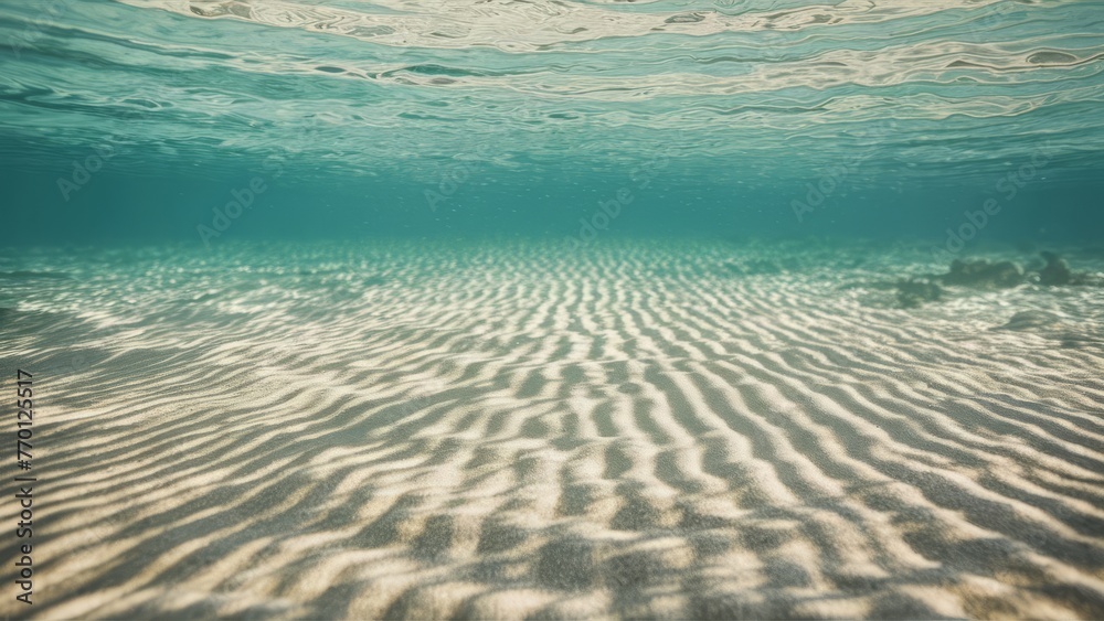 sand underwater, depicting grains of sand gently illuminated by ...