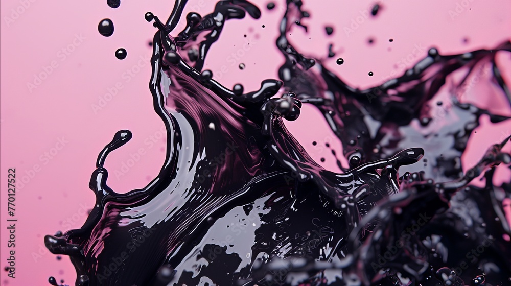 Liquid that moves like a falling solid within the pink background. The ...