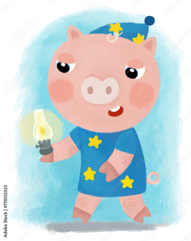 cartoon scene with farm pig boy child standing smiling and looking very ...