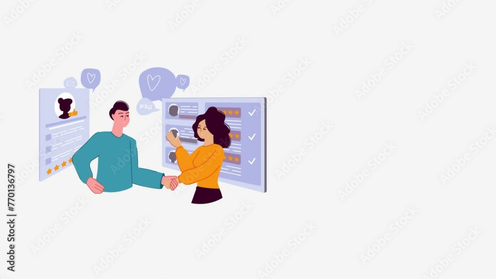 Social media icons fly over city downtown showing people engagement ...