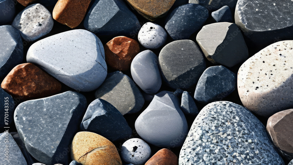 a textured and realistic illustration of gravel, showcasing a variety ...