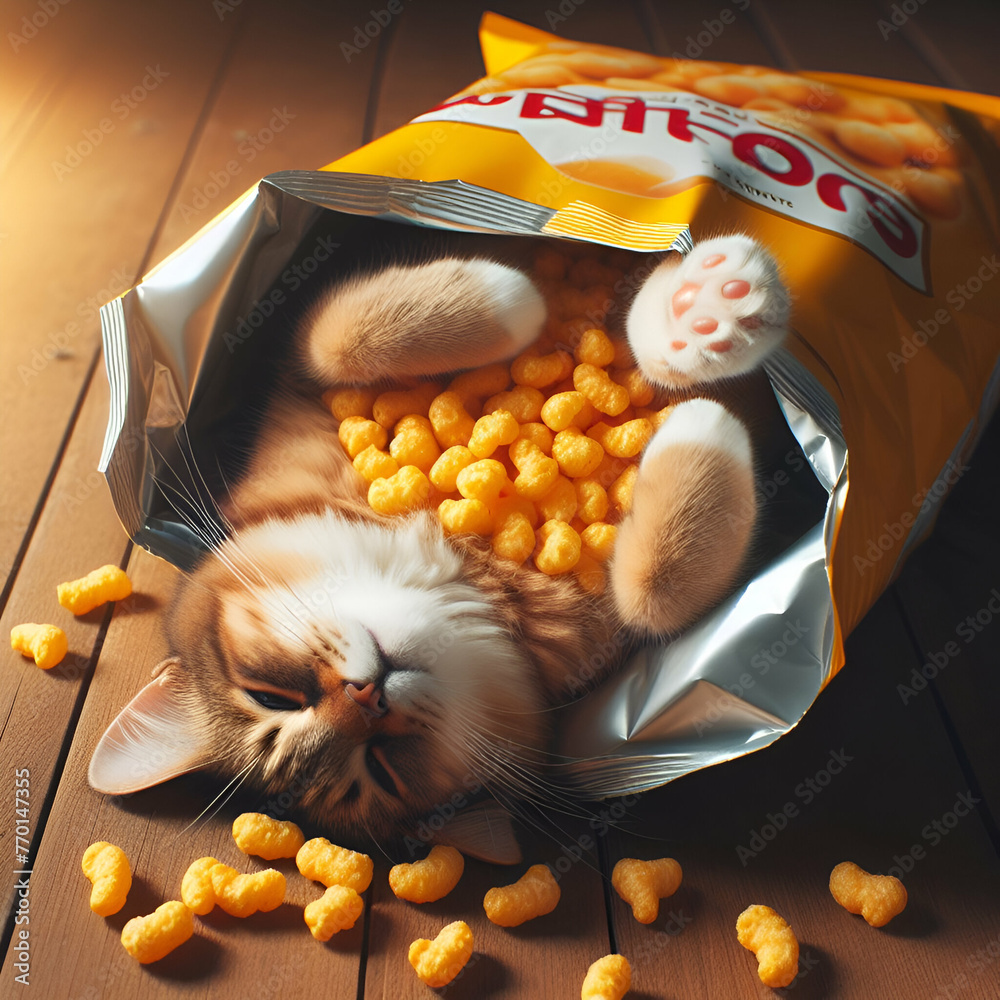 Hungry Healthy Energetic Pet Cat Kitten Animal Laying on its' Back ...