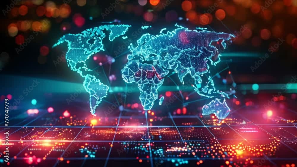 colourful 3D earth map digital hologram display Generative AI Stock ...
