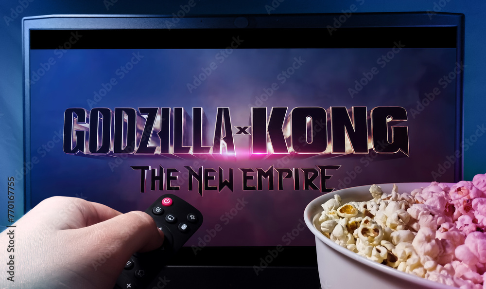 The viewer watches the film Godzilla vs Kong New empire with the remote ...